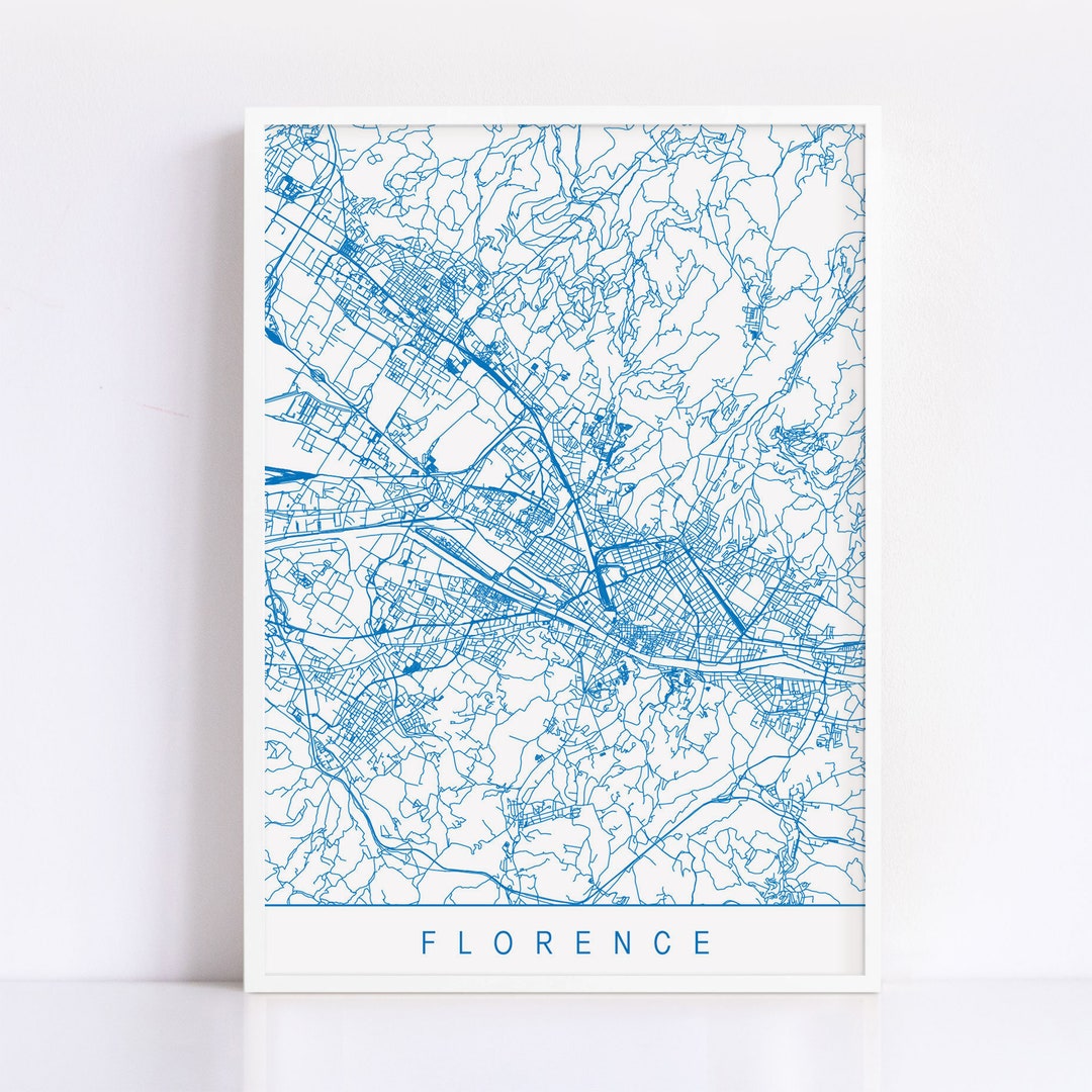 FLORENCE MAP - High Quality Giclee Print, Minimalist Firenze Italia Art ...