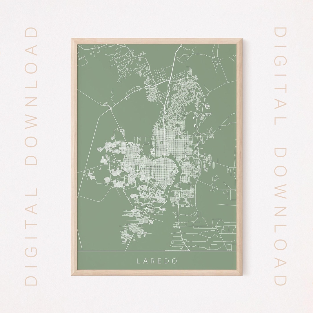LAREDO CITY MAP, Digital, Line Art City Map, Road Map of Laredo, Texas ...