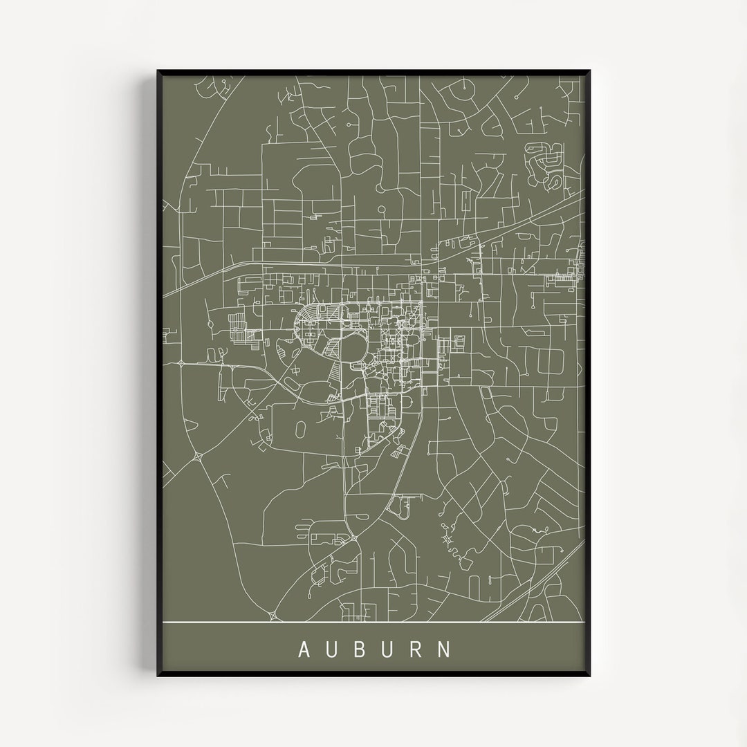 AUBURN CITY MAP Line Art City Map Road Map of Auburn Minimalist City ...