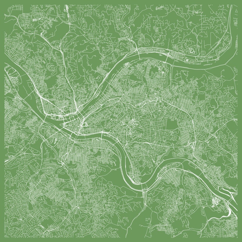PITTSBURGH CITY Map - Fine Art Map Poster - Modern Pennsylvania USA Map ...