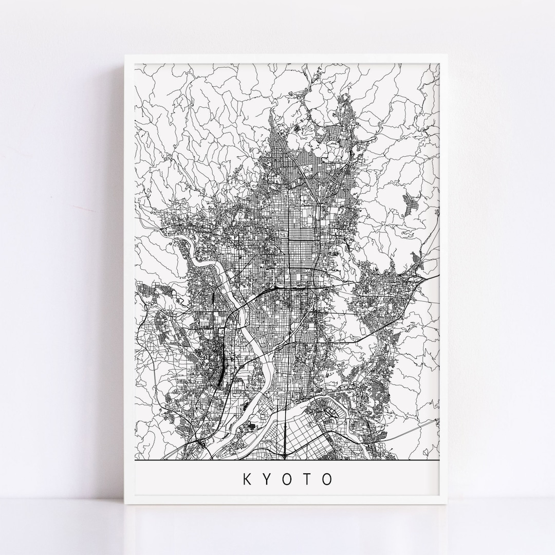 KYOTO MAP - High Quality Giclee Print, Minimalist Kyoto Art Print ...