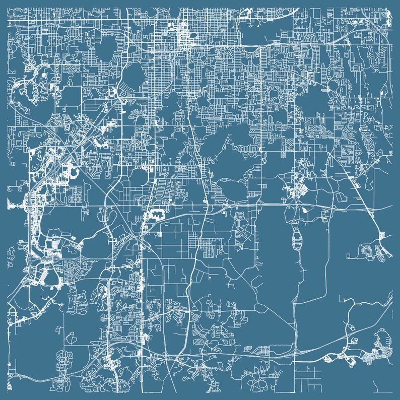 ORLANDO CITY MAP - Minimalist Wall Art, Modern Design City Grid Poster ...