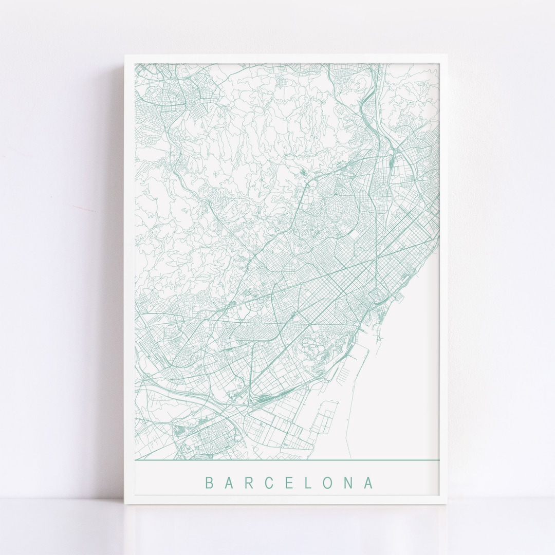 BARCELONA MAP - High Quality Giclee Print, Minimalist Barcelona Art ...