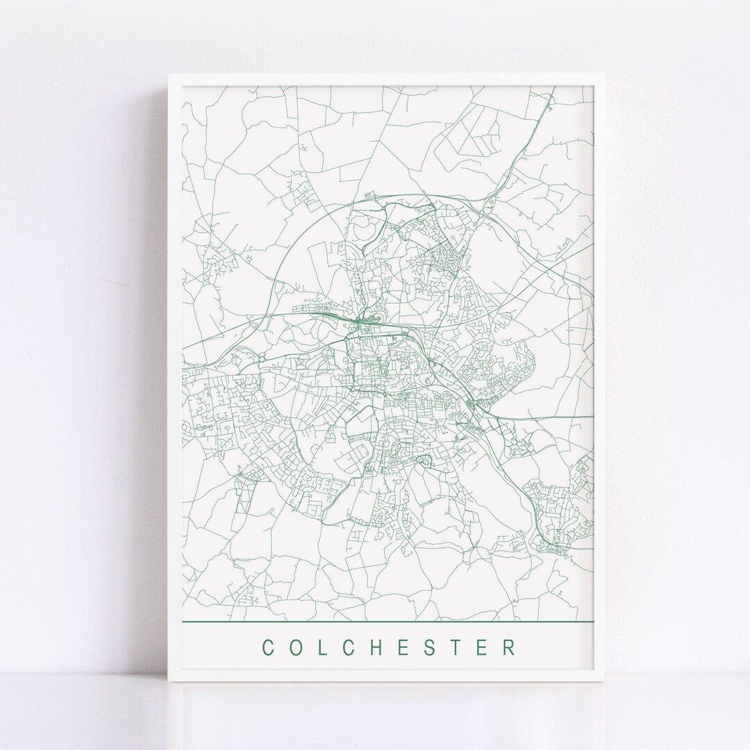 COLCHESTER MAP - High Quality Giclee Print, Minimalist Colchester Art ...