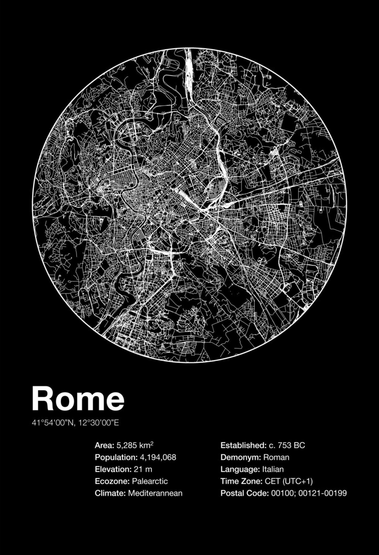 ROME INFO MAP Rome Italy Minimalist Map of Rome - Etsy