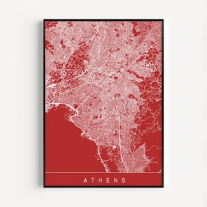 ATHENS CITY MAP Line Art City Map Road Map of Athena Minimalist City ...