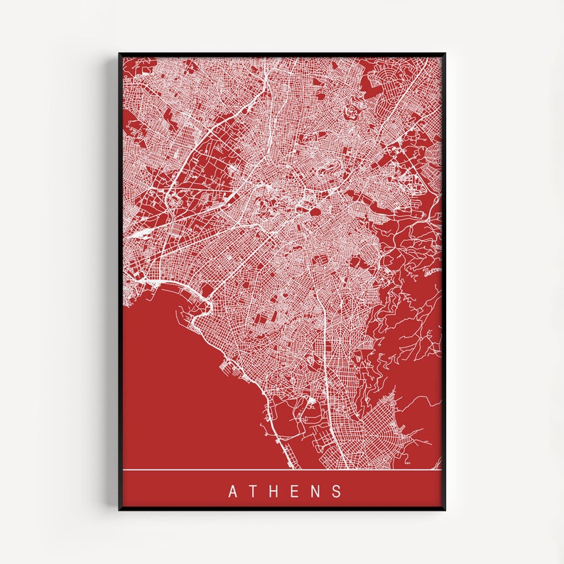 ATHENS CITY MAP Line Art City Map Road Map of Athena - Etsy