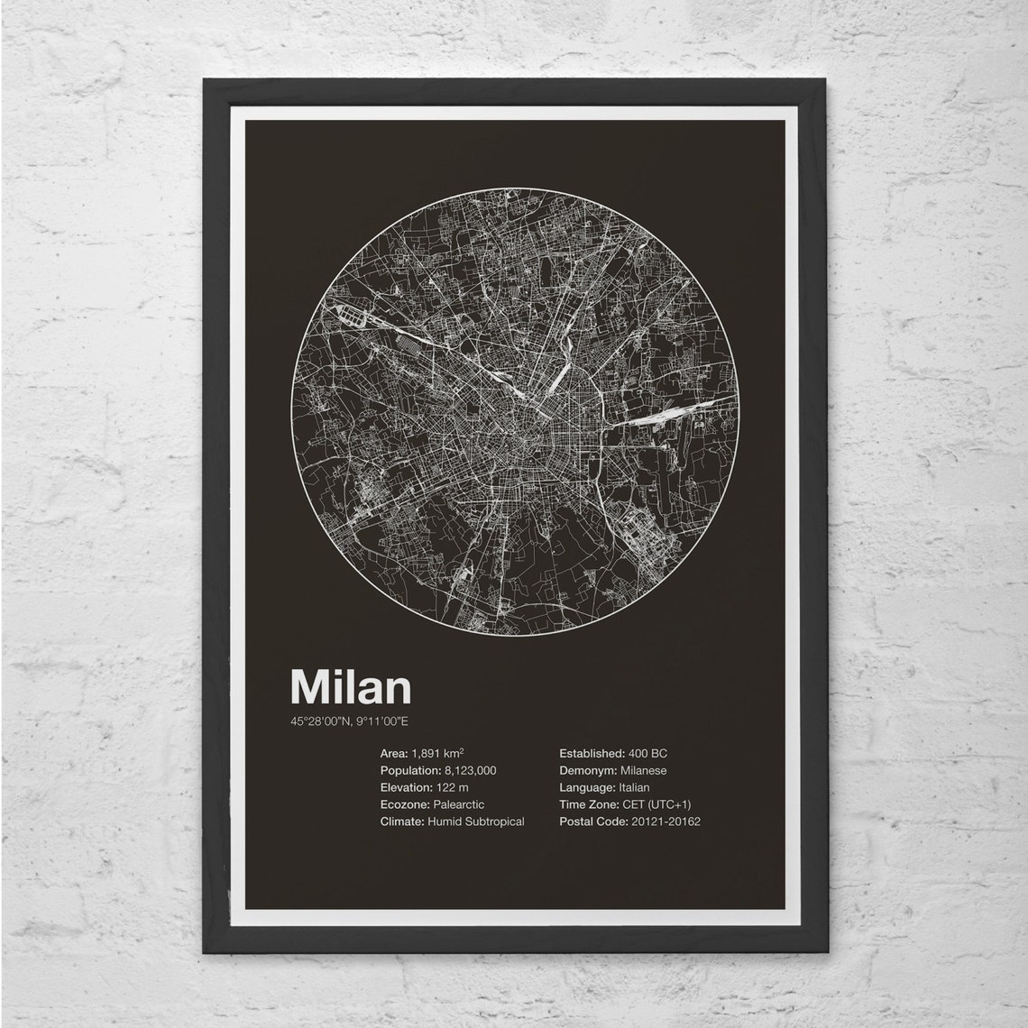 MILAN INFO MAP, Milan, Italy, Minimalist Map of Milan, Infographic ...