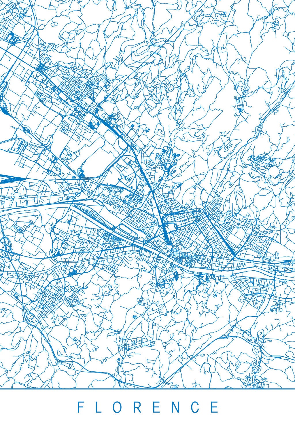 FLORENCE MAP - High Quality Giclee Print, Minimalist Firenze Italia Art ...