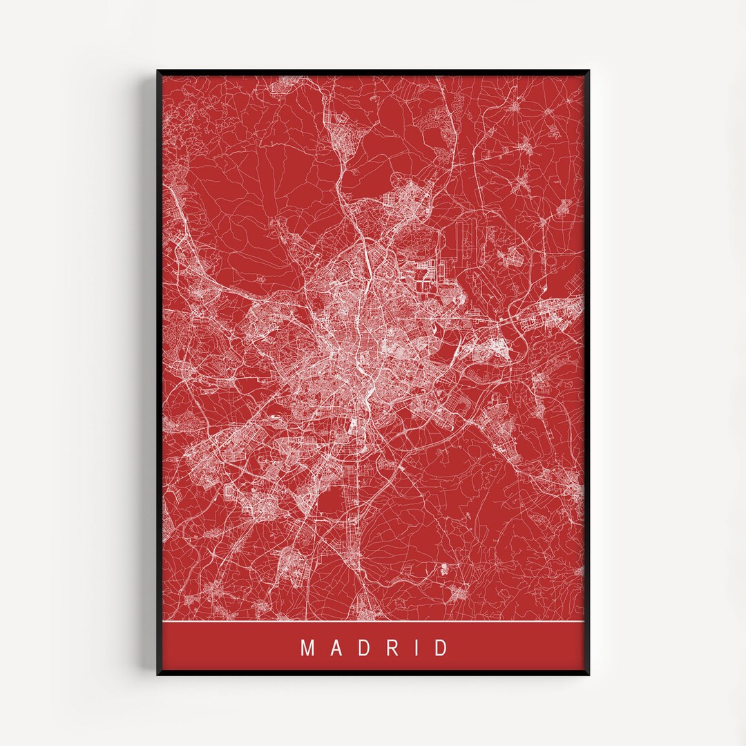 MADRID MAP PRINT Line Art City Map Madrid Spain Map Art Minimalist Art ...