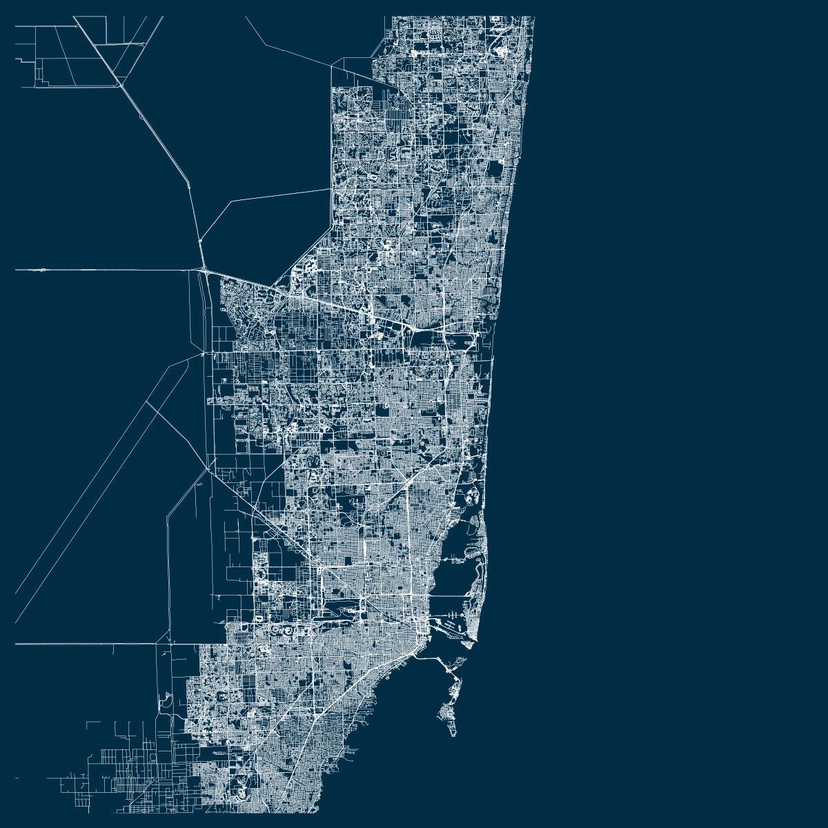 MIAMI MAP Print - Modern Florida USA Map Poster - Minimalist City ...