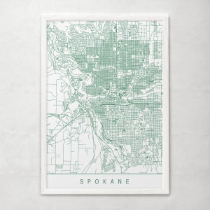 SPOKANE WASHINGTON MAP Customizable City Map High Quality | Etsy