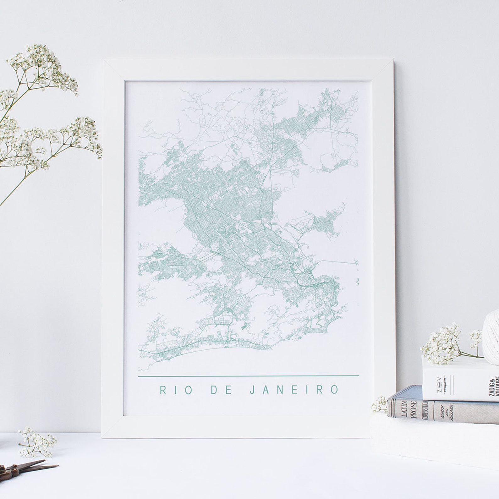 RIO MAP Minimalist Rio Art Print Customizable City Map | Etsy