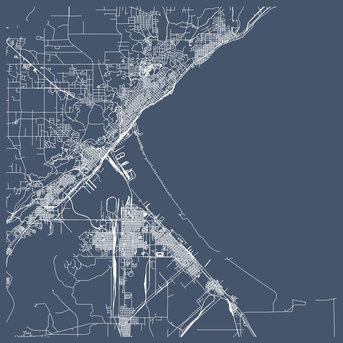 DULUTH CITY MAP Fine Art Map Poster Modern Duluth - Etsy