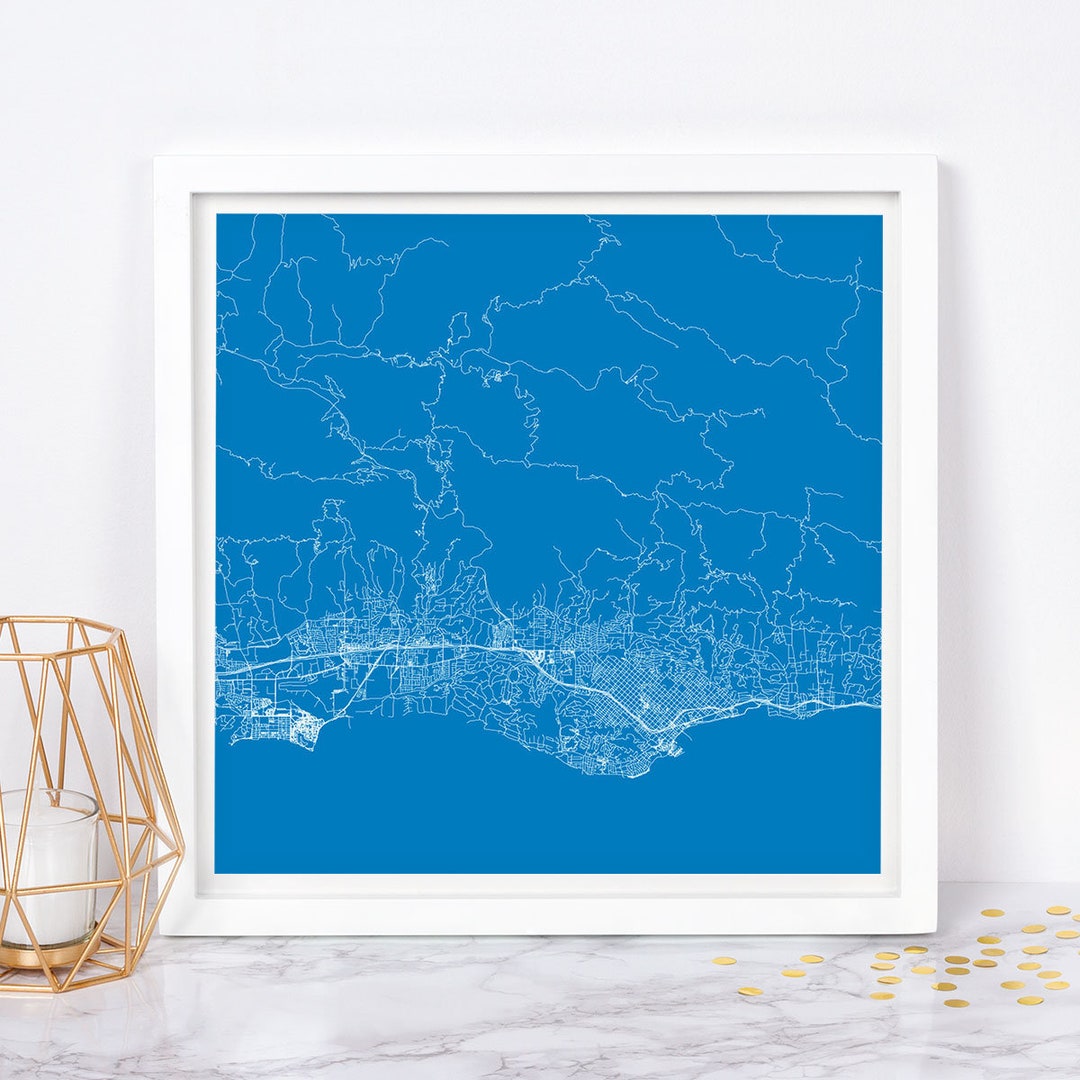 SANTA BARBARA City Map - Fine Art Map Poster Modern California USA Map ...
