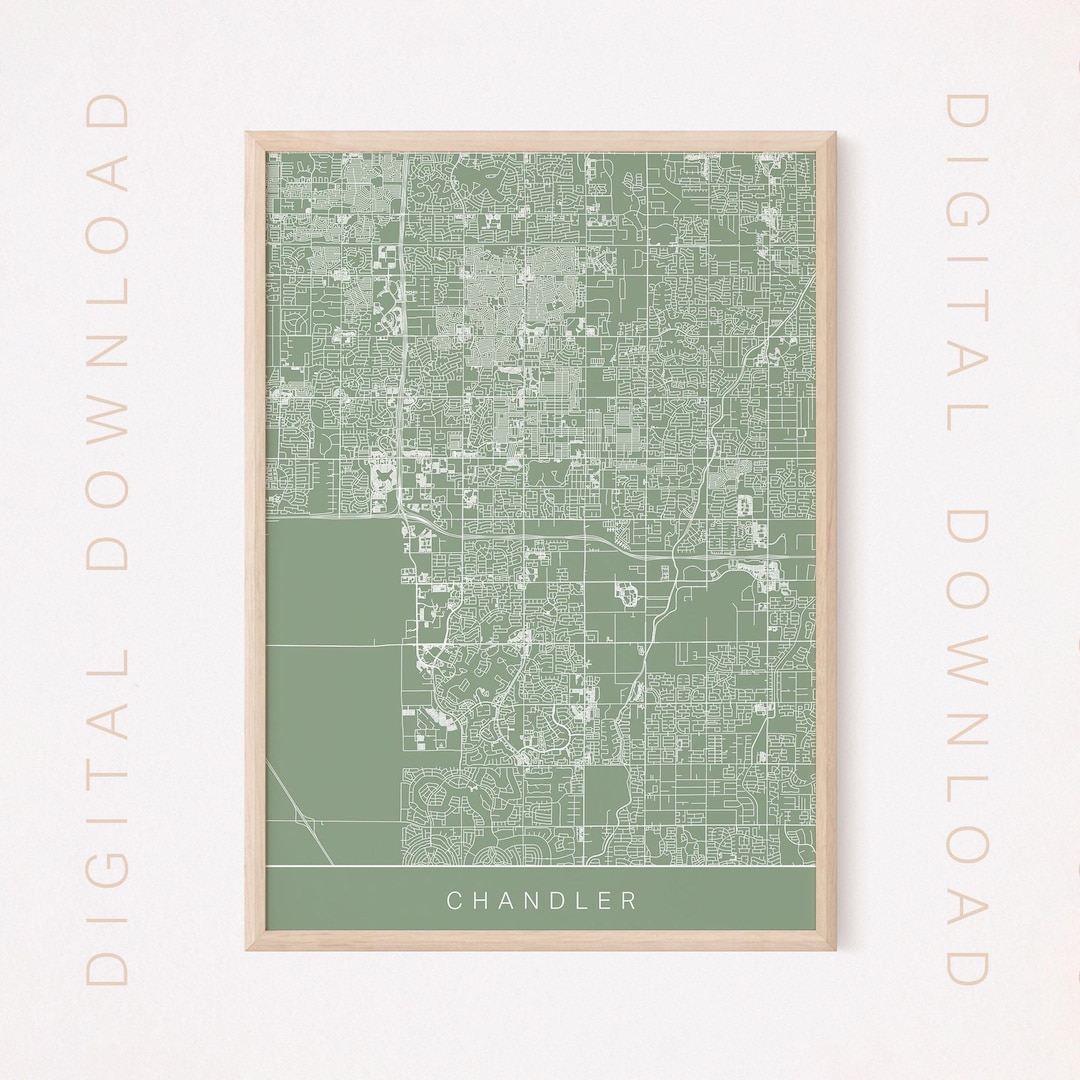 CHANDLER CITY MAP, Digital Download, Line Art City Map, Road Map of ...