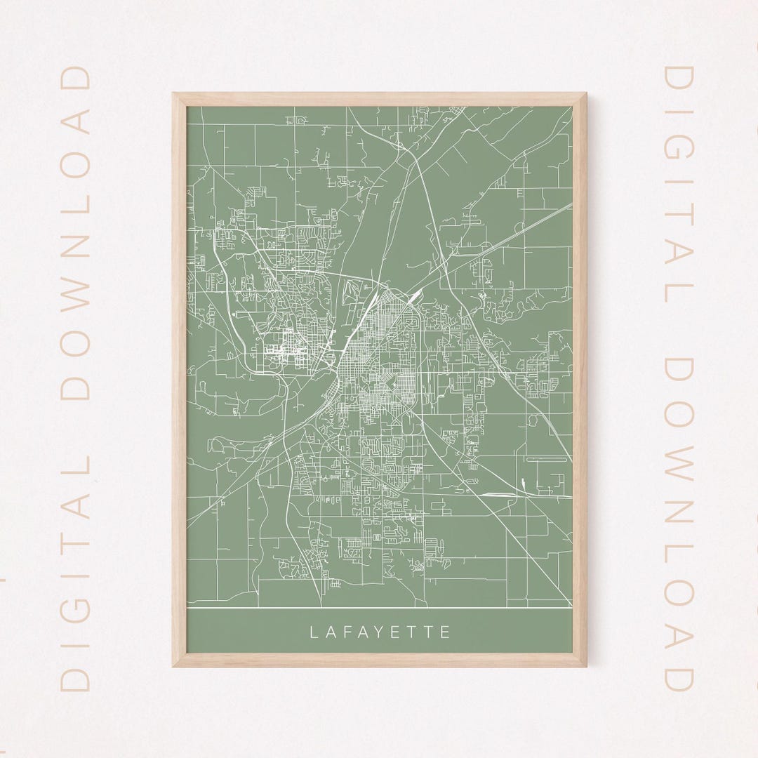 LAFAYETTE MAP PRINT- Custom Line Art City Map, Lafayette Indiana Map ...