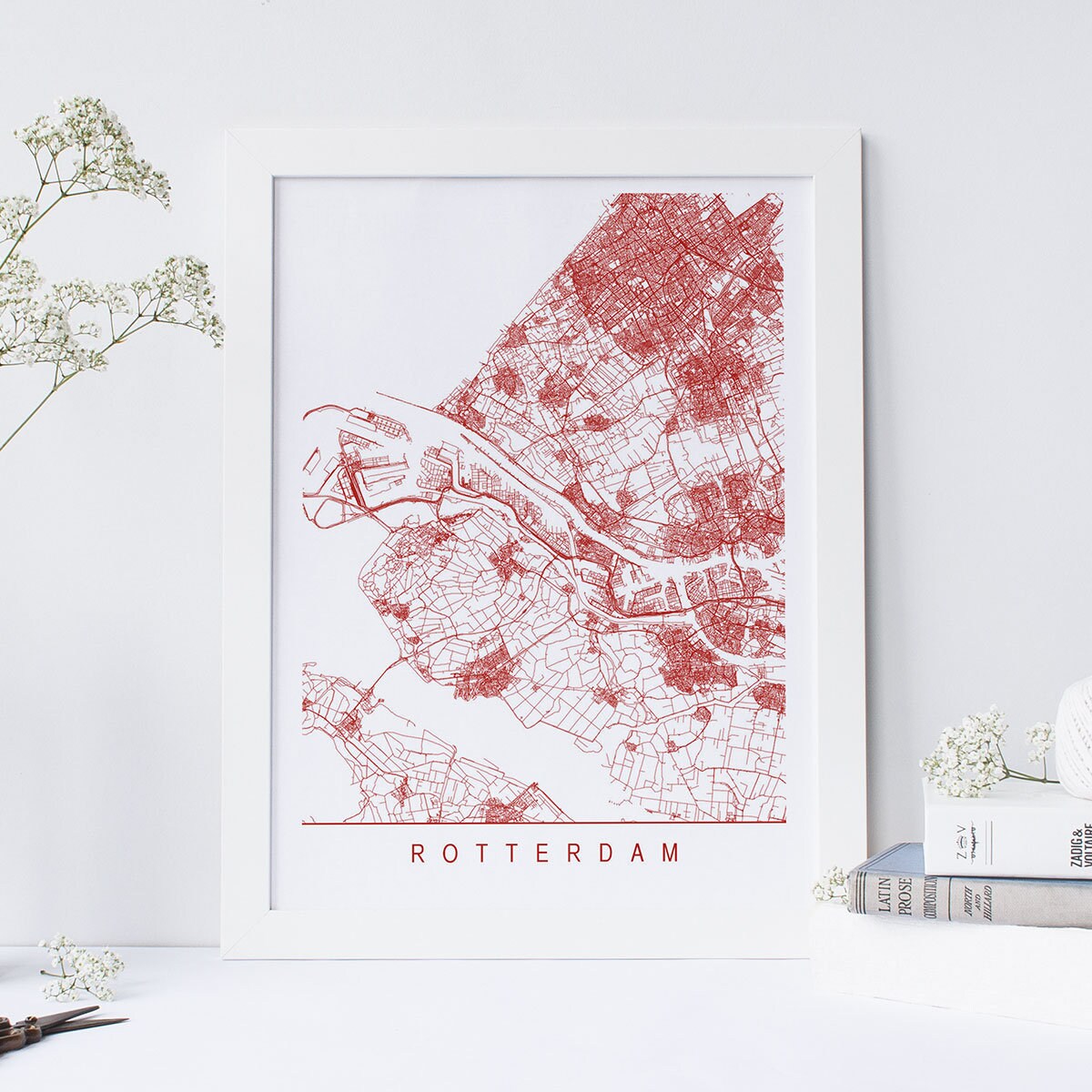 ROTTERDAM MAP Minimalist Rotterdam Art Print Customizable | Etsy
