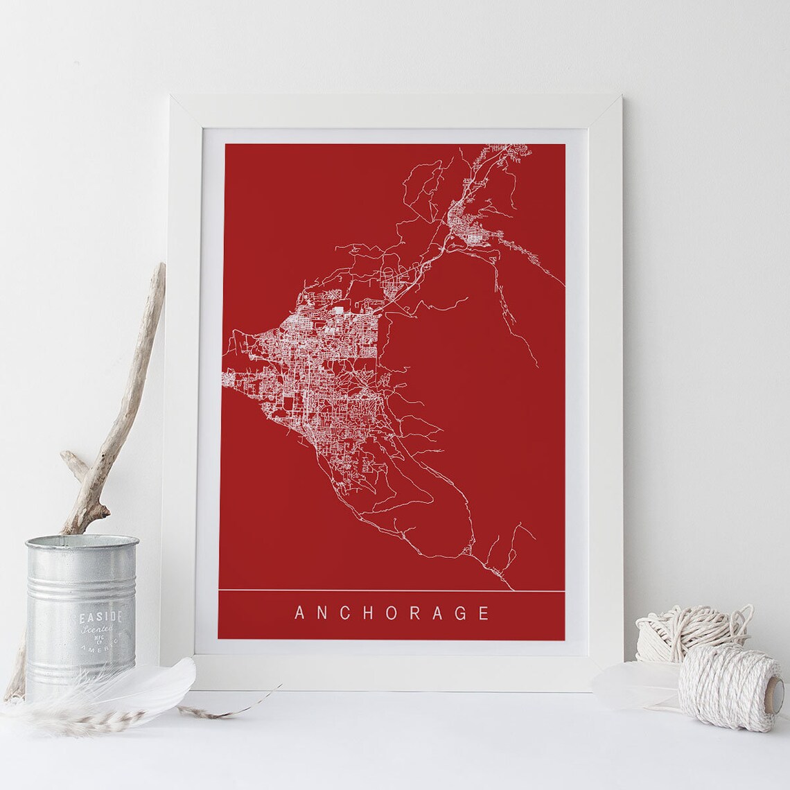 ANCHORAGE CITY MAP Line Art City Map Road Map of | Etsy