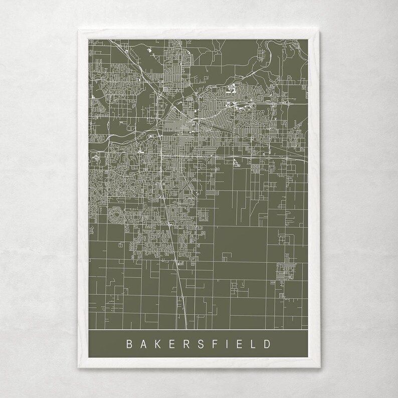BAKERSFIELD CITY MAP Line Art City Map Road Map of - Etsy