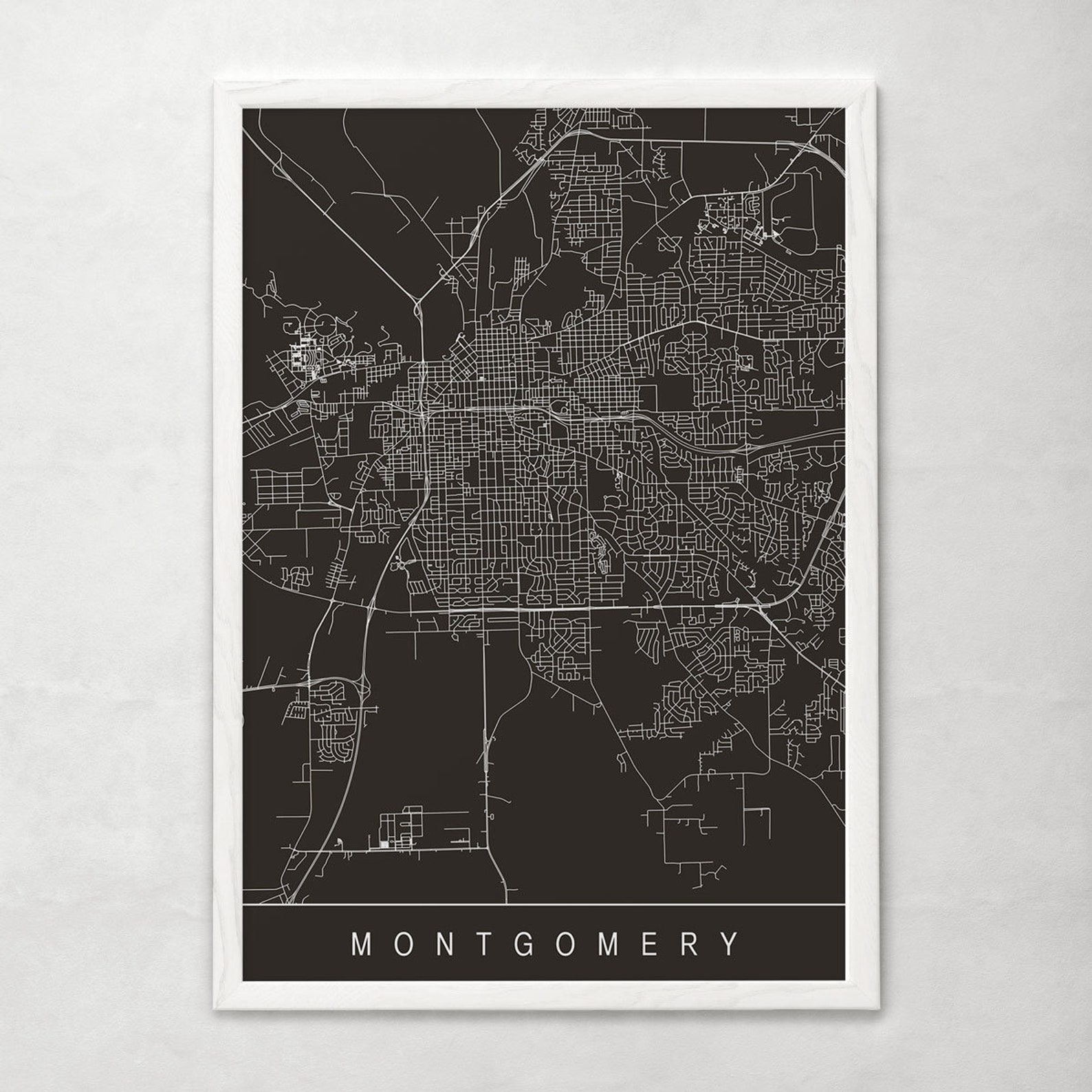MONTGOMERY CITY MAP Line Art City Map Road Map of | Etsy