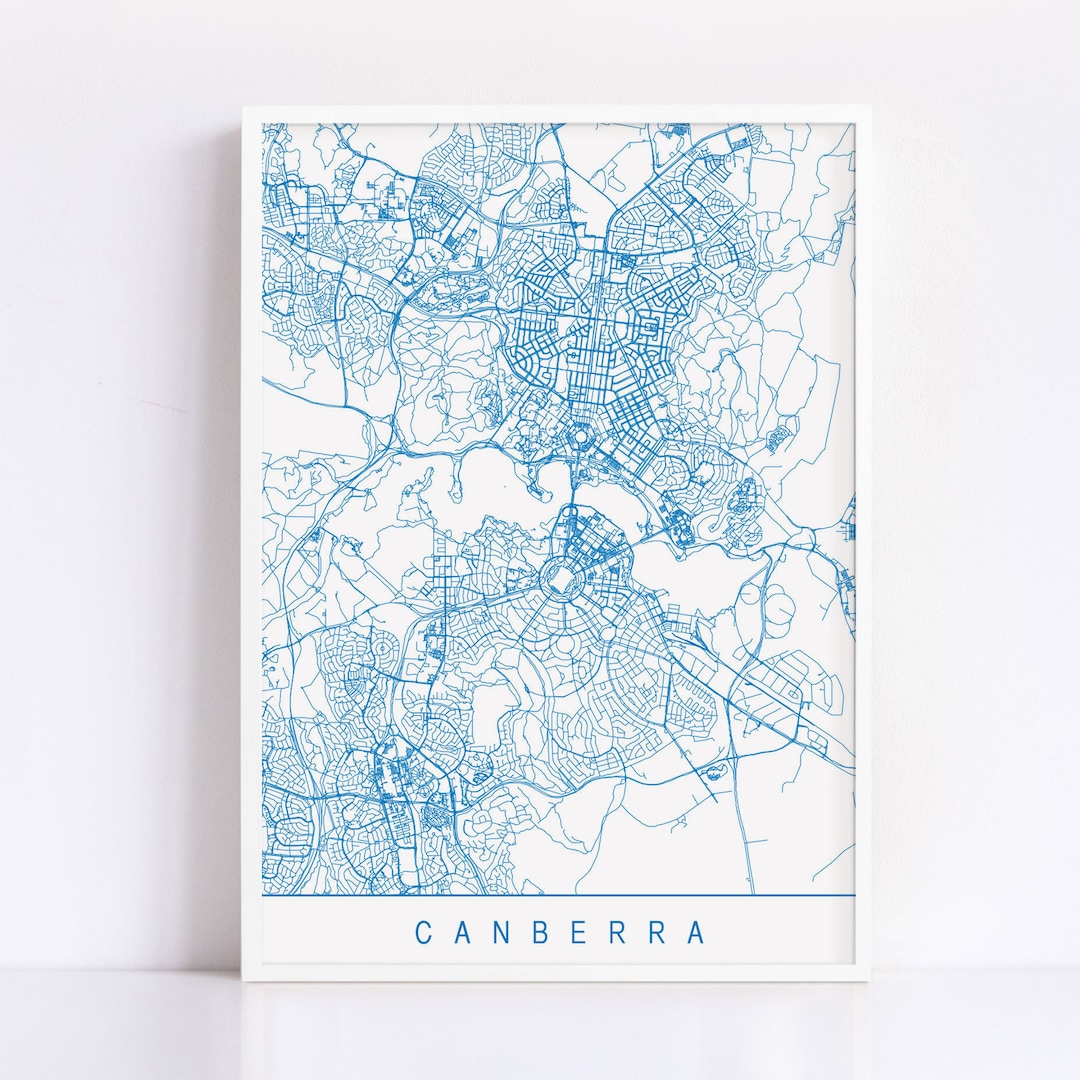 CANBERRA MAP - High Quality Giclee Print, Minimalist Canberra Art Print ...