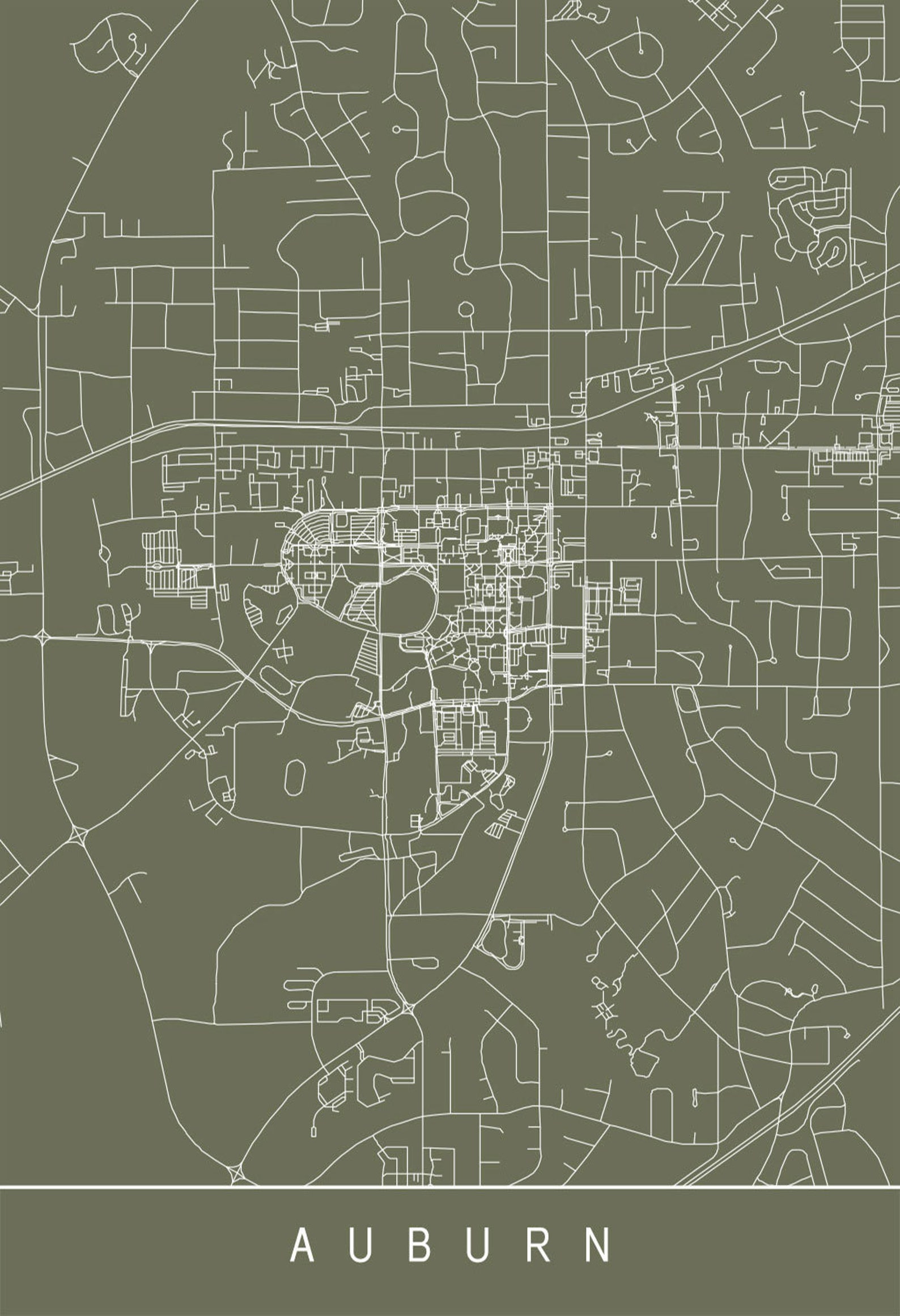 AUBURN CITY MAP Line Art City Map Road Map of Auburn | Etsy