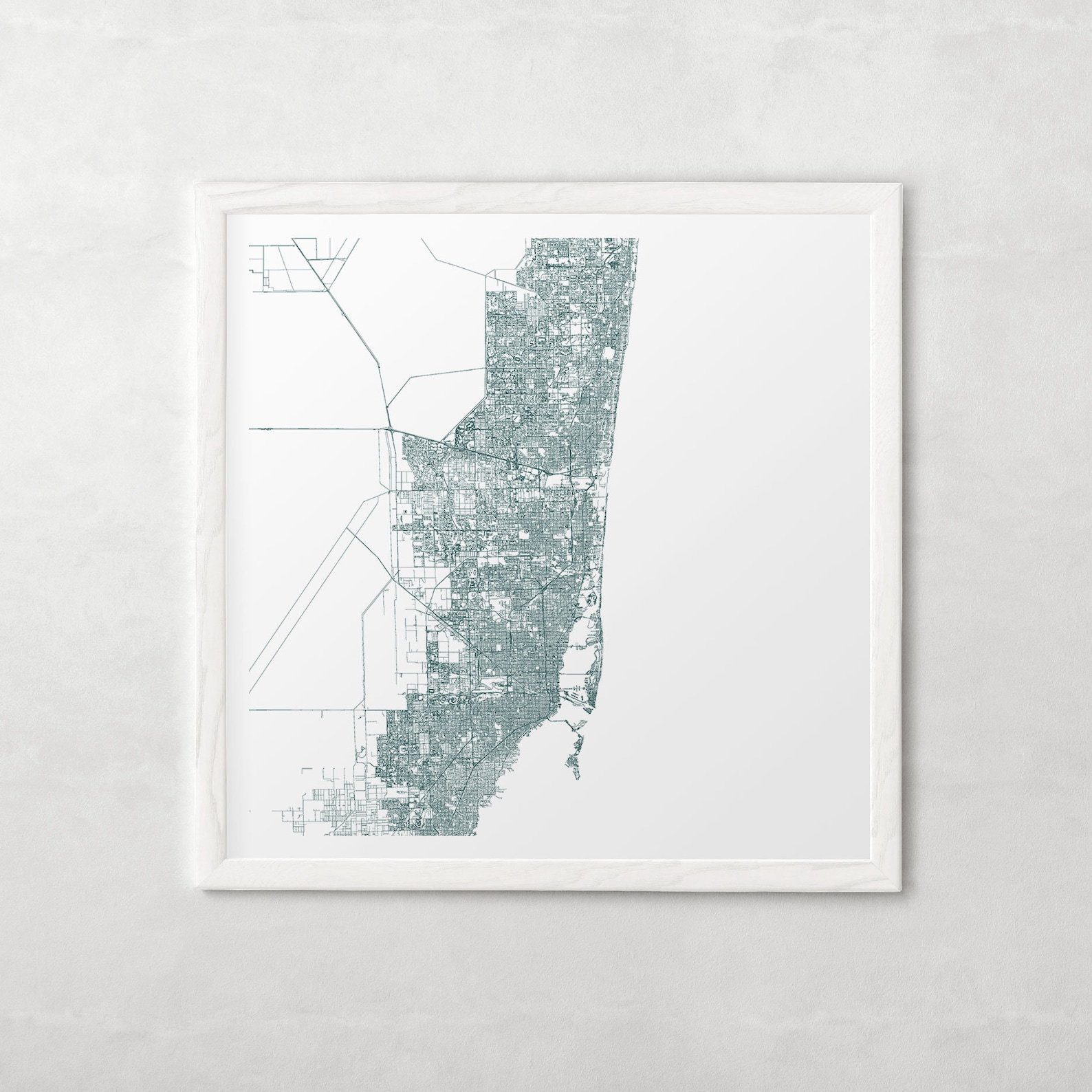 MIAMI MAP - Fine Art Map Poster - Miami Florida Map Print Minimalist ...
