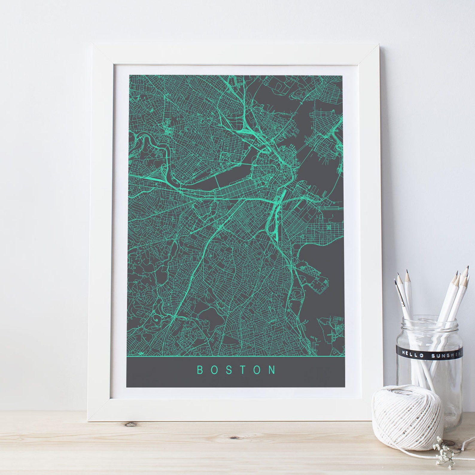 BOSTON MAP Modern Boston Art Print Minimalist City Map - Etsy Canada