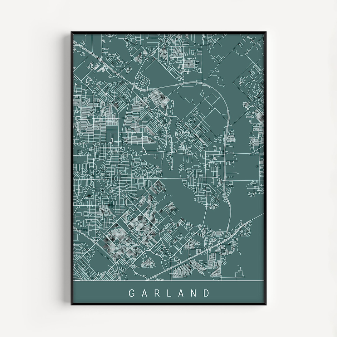 GARLAND CITY MAP Line Art City Map Road Map of Garland, Texas City Map ...