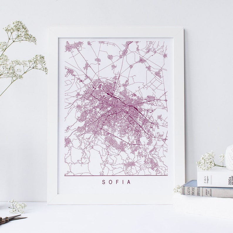 SOFIA MAP Minimalist Sofia Art Print Customizable City Map | Etsy