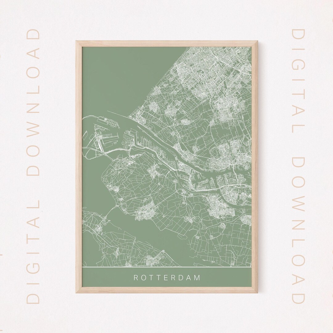 ROTTERDAM MAP ART, Digital Download, Holland Map Art, High Quality, 300 ...
