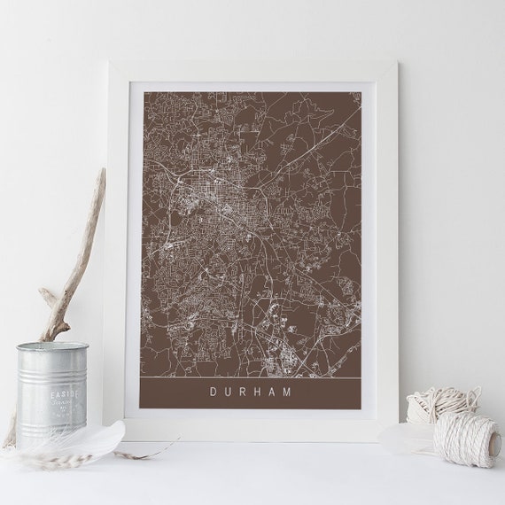 DURHAM CITY MAP Line Art City Map Road Map of Durham | Etsy