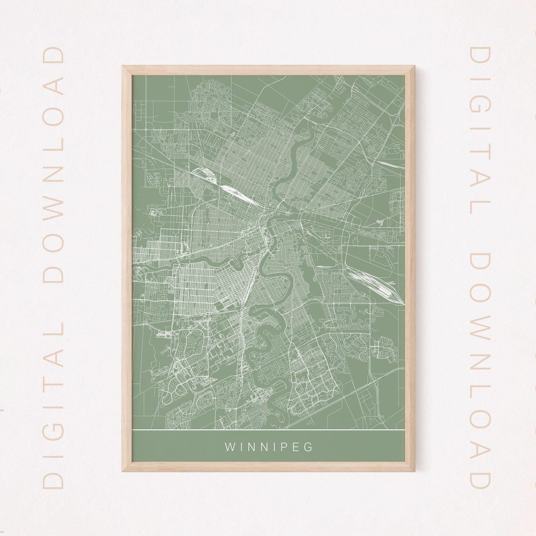 WINNIPEG CITY MAP, Digital Download, Winnipeg Manitoba Map Art, High ...