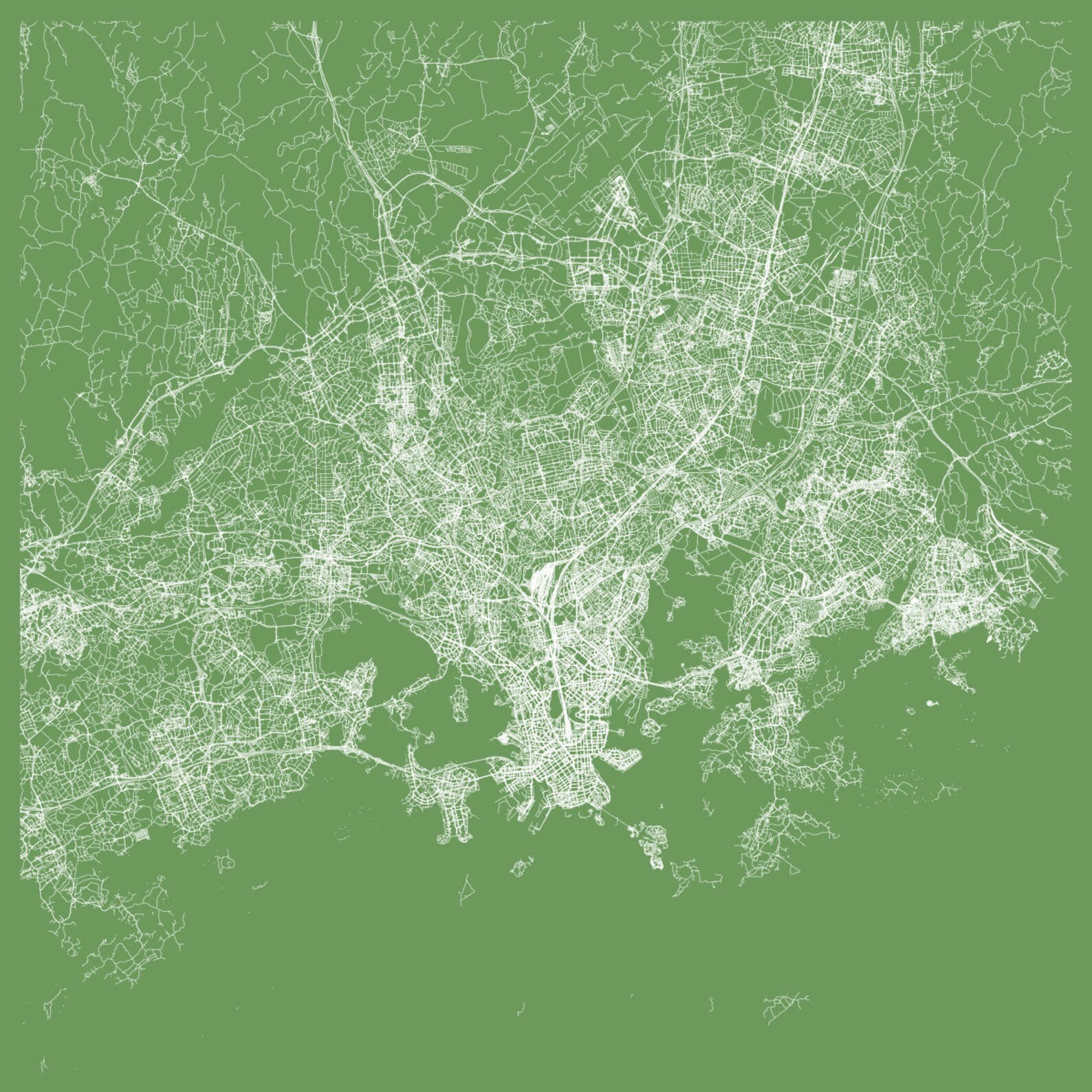 HELSINKI CITY MAP Fine Art Map Poster Modern Finland Finnish - Etsy
