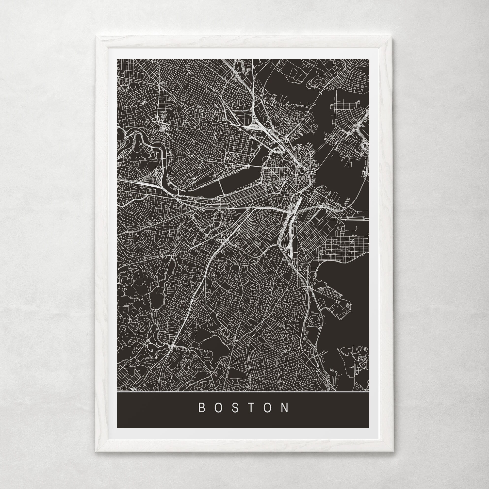 BOSTON CITY MAP Line Art City Map Road Map of Boston - Etsy
