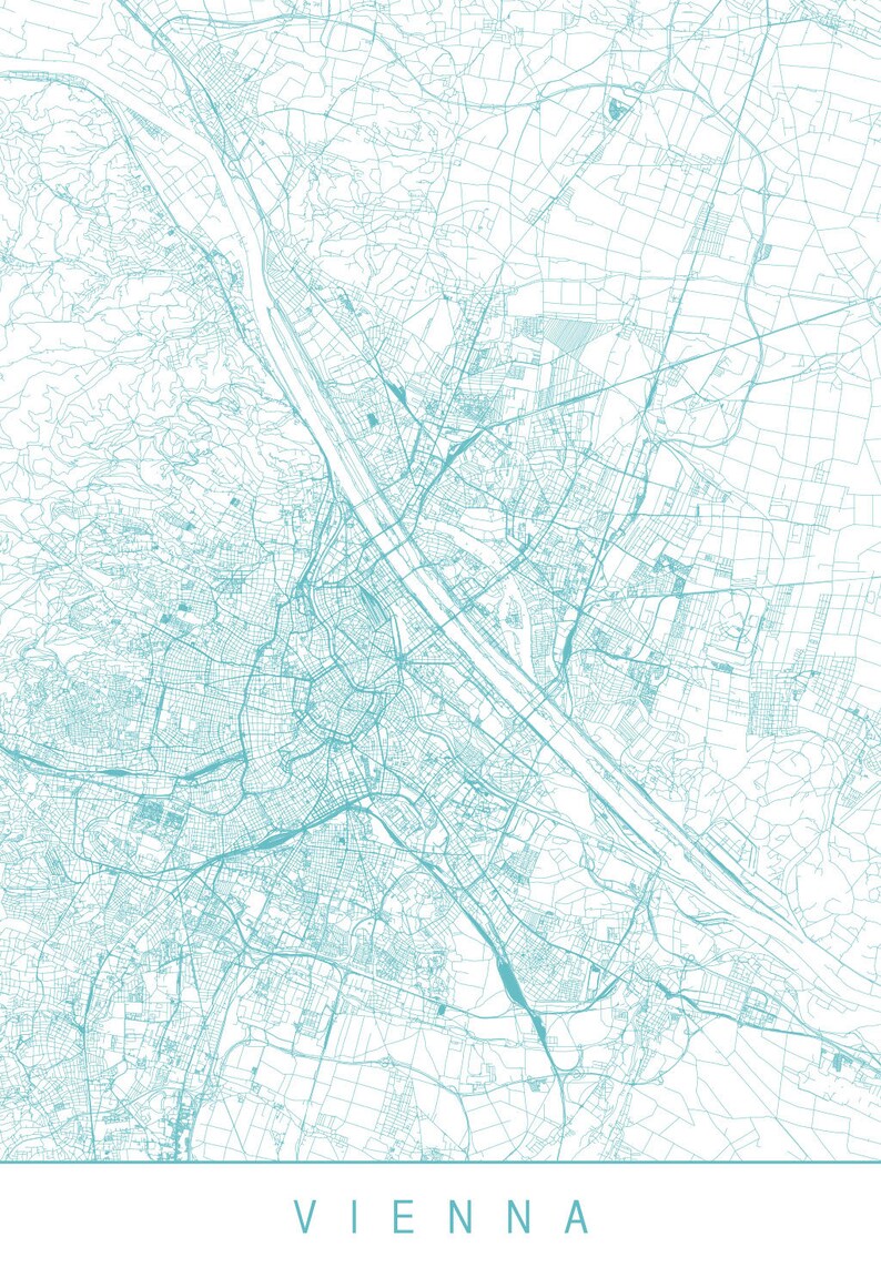 VIENNA MAP Minimalist Vienna Art Print Customizable City | Etsy