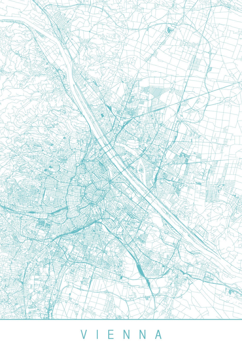 VIENNA MAP Minimalist Vienna Art Print Customizable City | Etsy