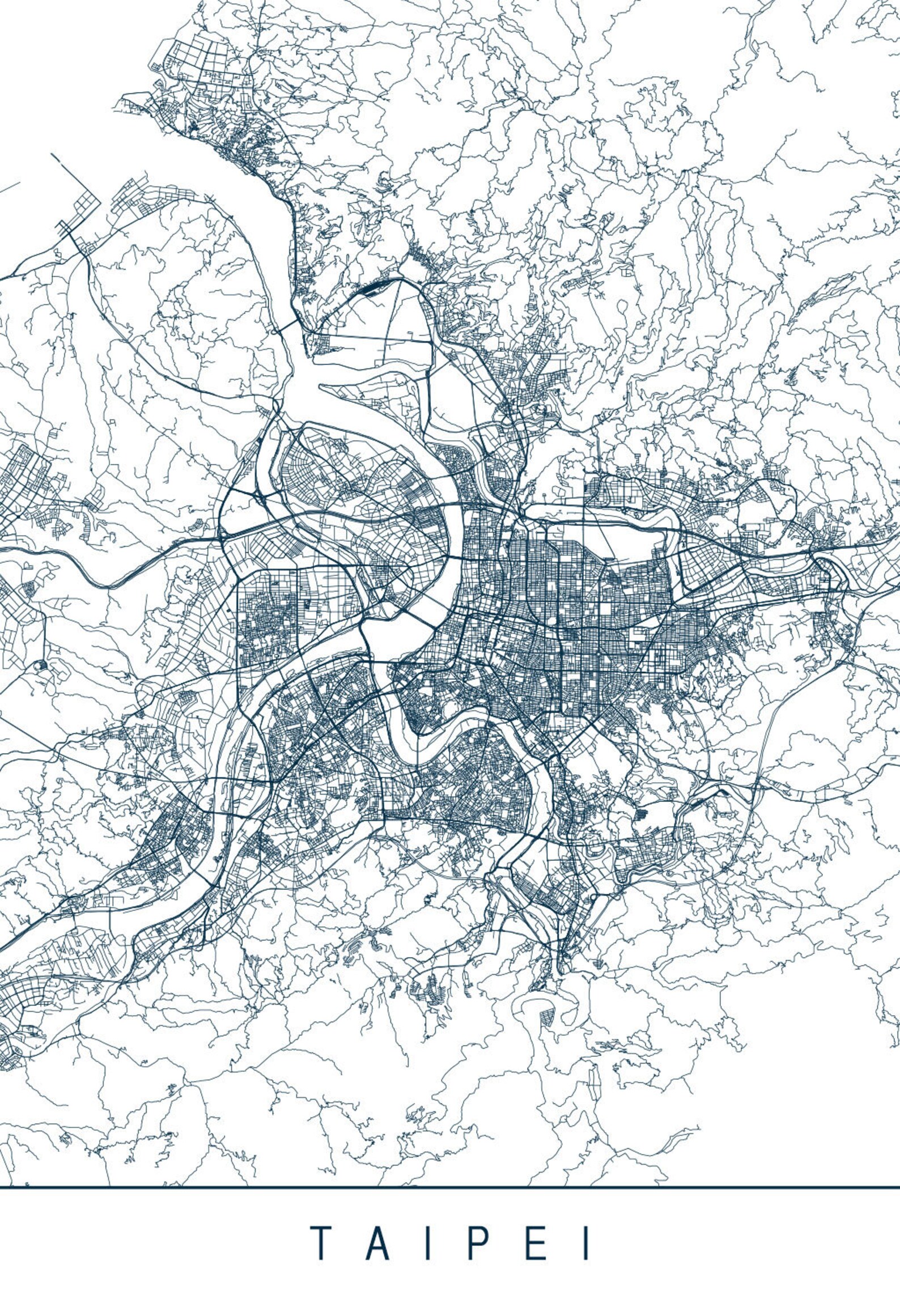 TAIPEI MAP - Minimalist Taipei Art Print, Customizable City Map, High ...