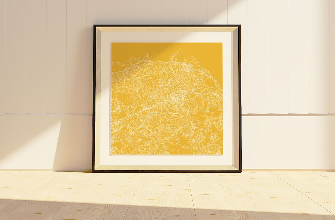 EDINBURGH CITY MAP - Fine Art Map Poster - Modern Scotland Map Print ...