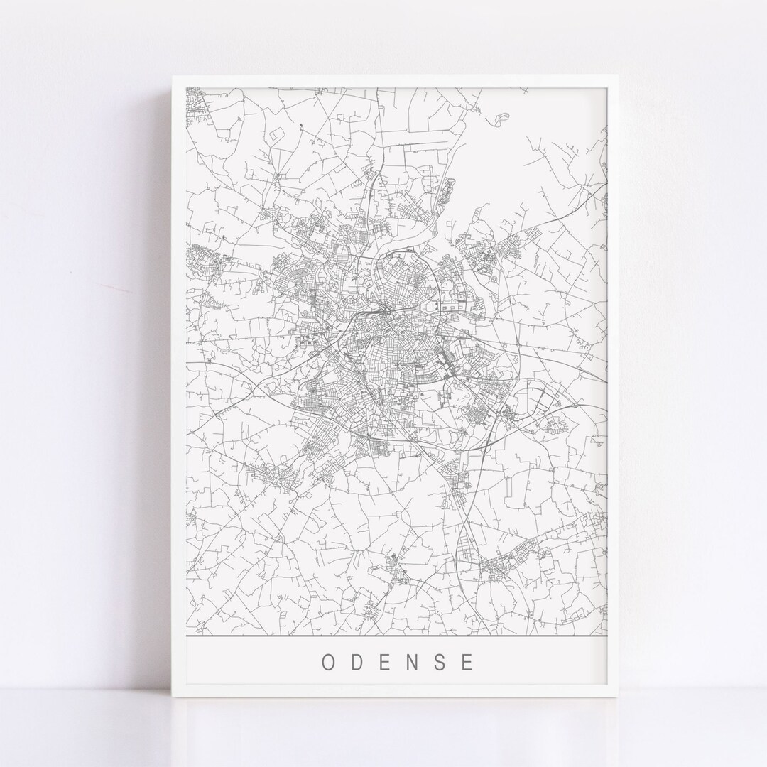 ODENSE MAP - High Quality Giclee Print, Minimalist Odense Art Print ...