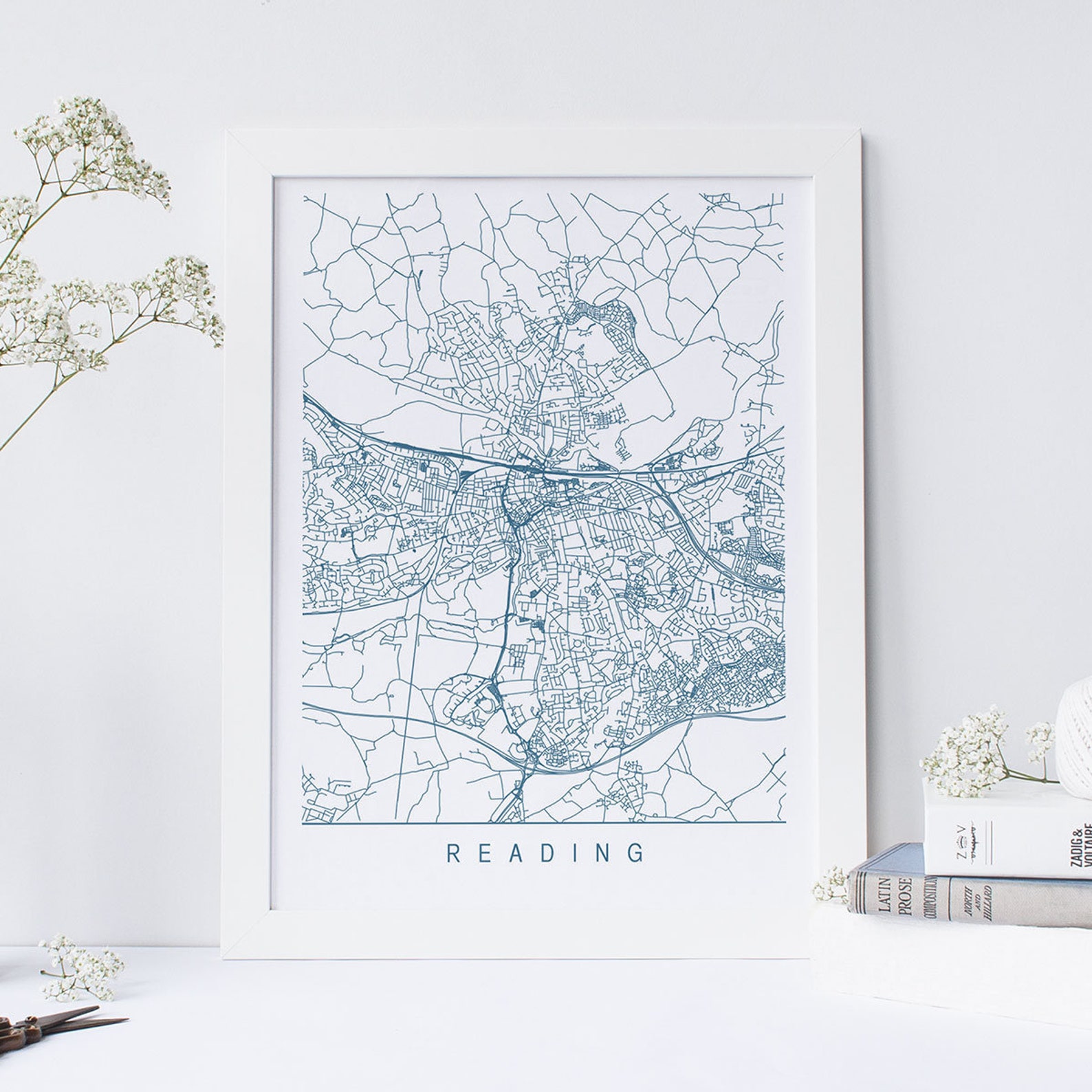 READING MAP Minimalist Reading PA Art Print Customizable | Etsy
