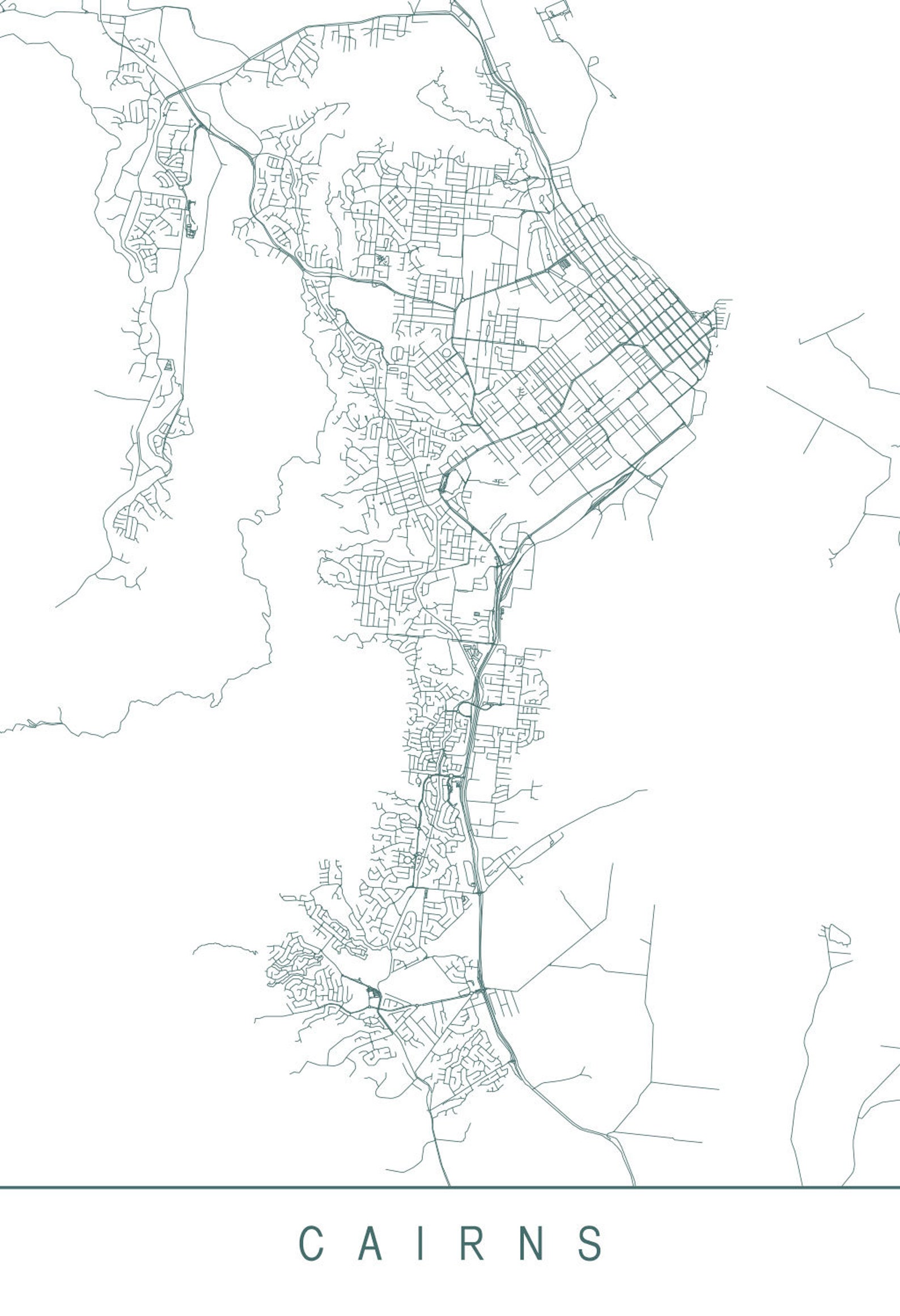 CAIRNS MAP High Quality Giclee Print Minimalist Cairns Art - Etsy New ...