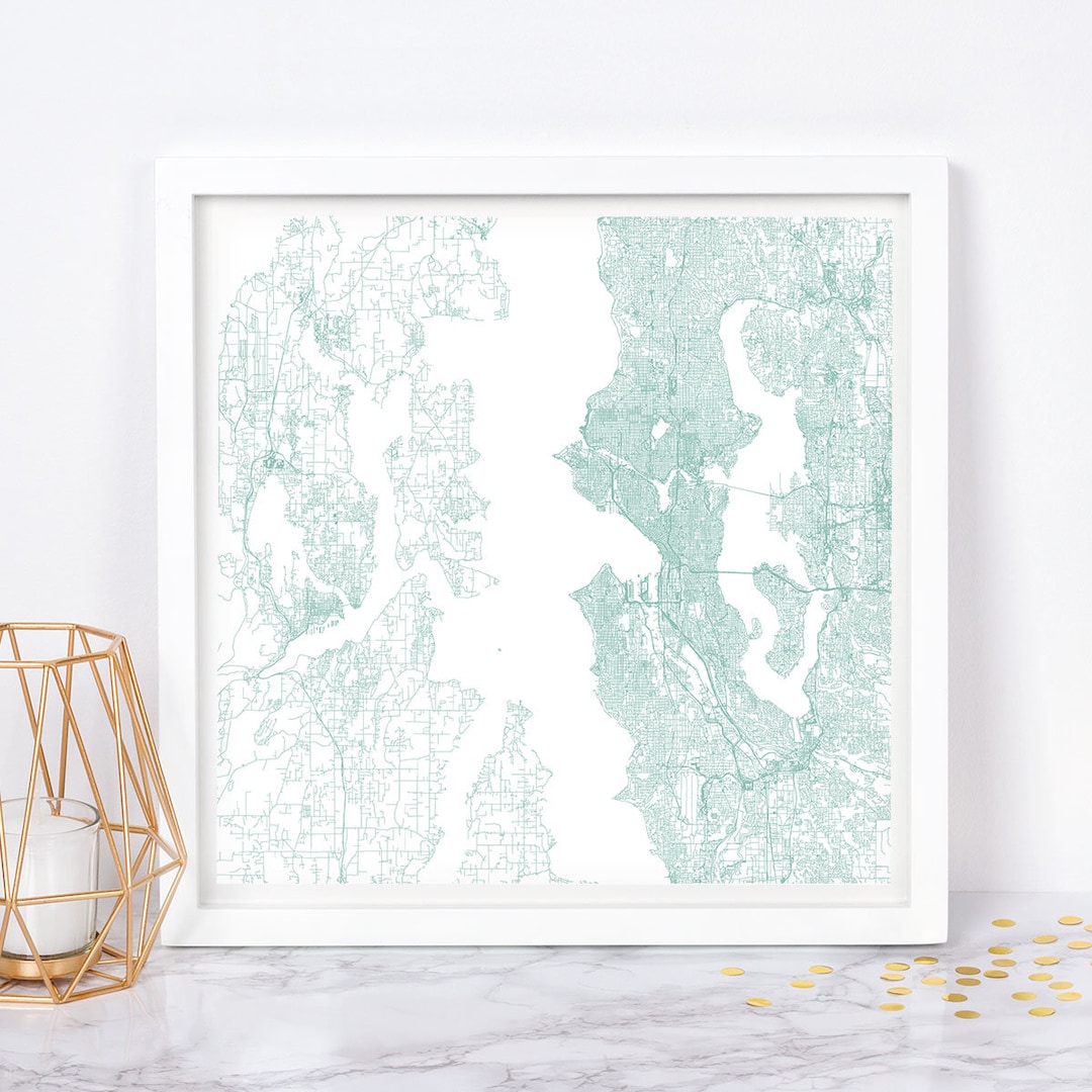 SEATTLE CITY MAP - Fine Art Map Poster - Seattle Map Print Minimalist ...