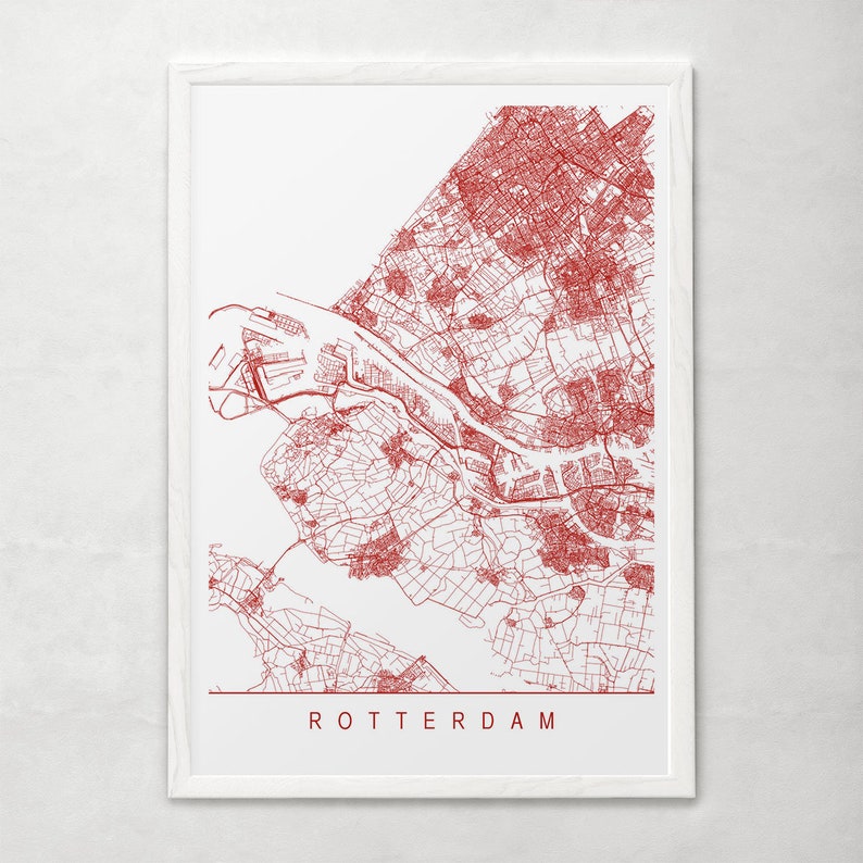 ROTTERDAM MAP Minimalist Rotterdam Art Print Customizable | Etsy
