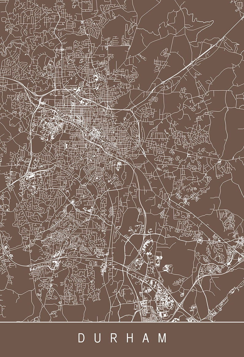 DURHAM CITY MAP Line Art City Map Road Map of Durham | Etsy