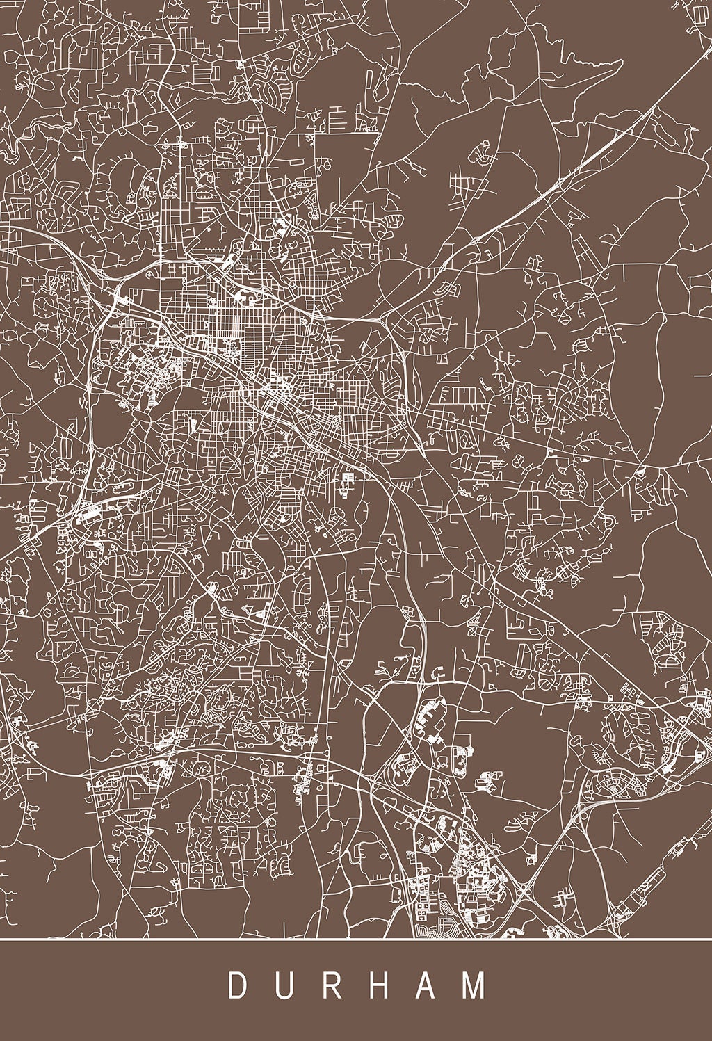 DURHAM CITY MAP Line Art City Map Road Map of Durham | Etsy