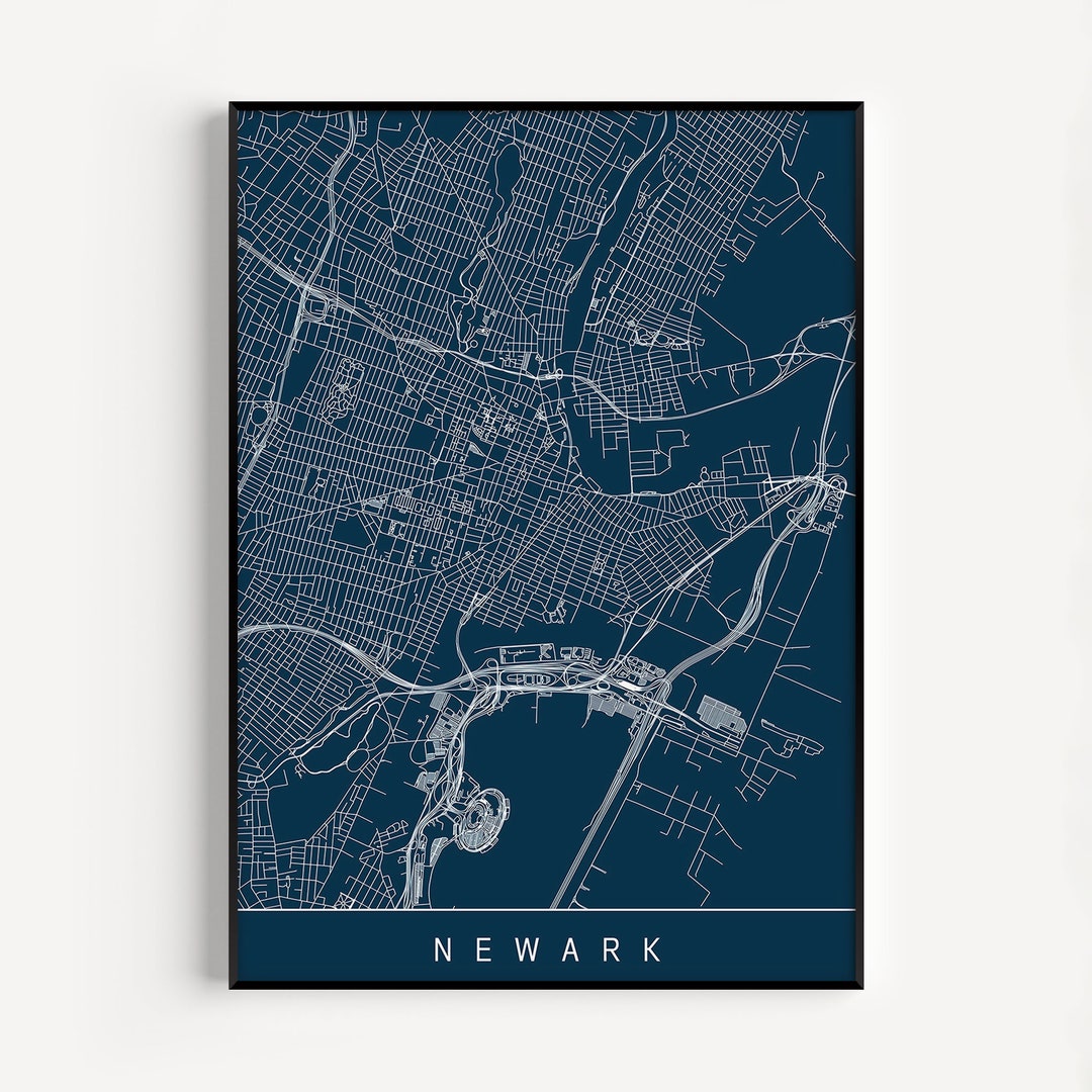 MAP OF NEWARK Line Art City Map Road Map of Newark New - Etsy