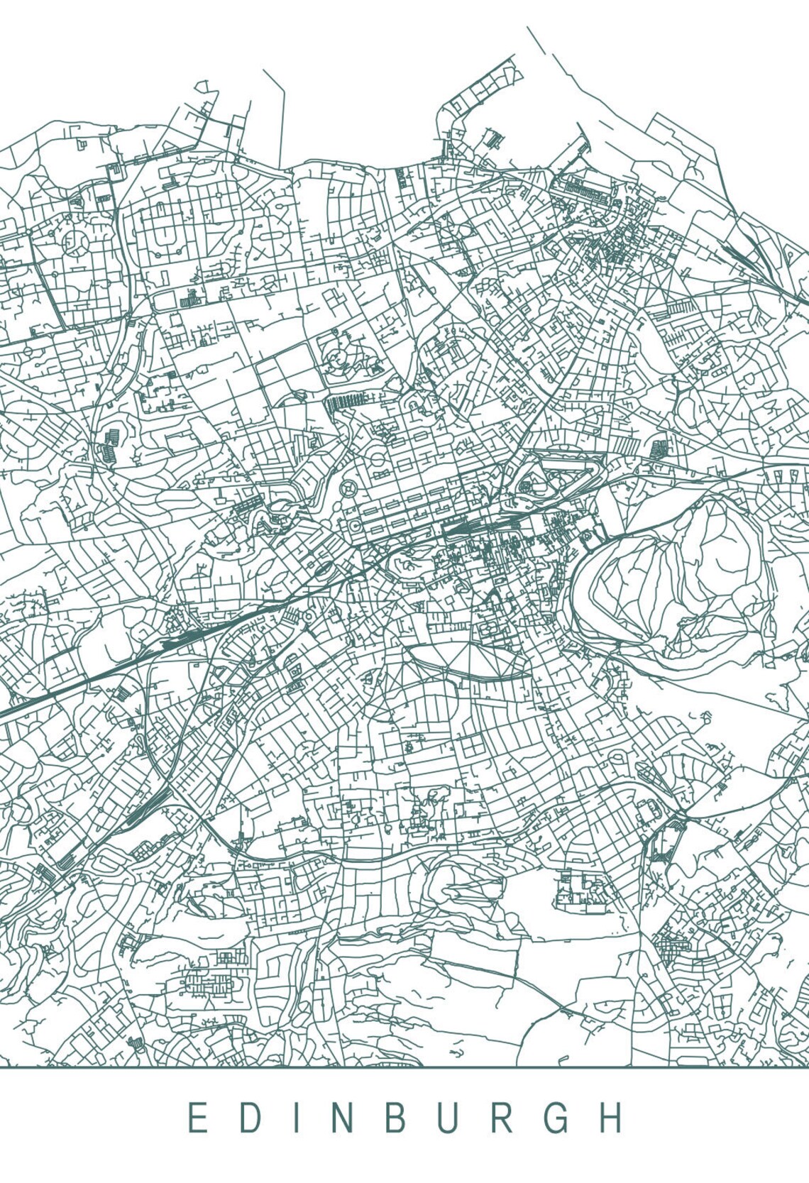 EDINBURGH MAP High Quality Giclee Print Minimalist | Etsy