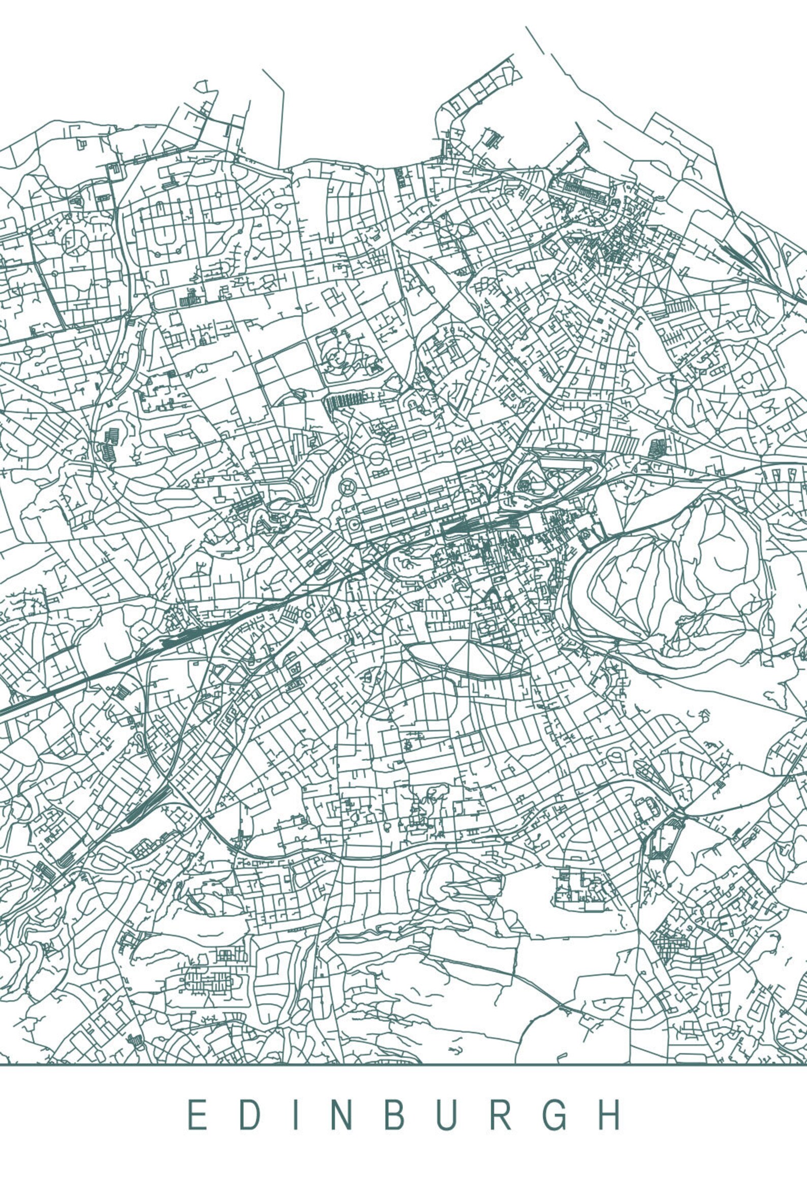 EDINBURGH MAP High Quality Giclee Print Minimalist | Etsy